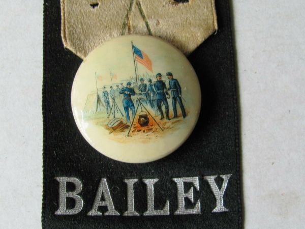 CIVIL WAR VET GAR POST 67 NORTH TROY VT MEMBER RIBBON CAMP FIRE BUTTON ...