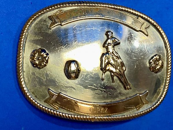 Horse Barrel Racing Trophy Award Scroll Vintage Nickel Silver Belt ...