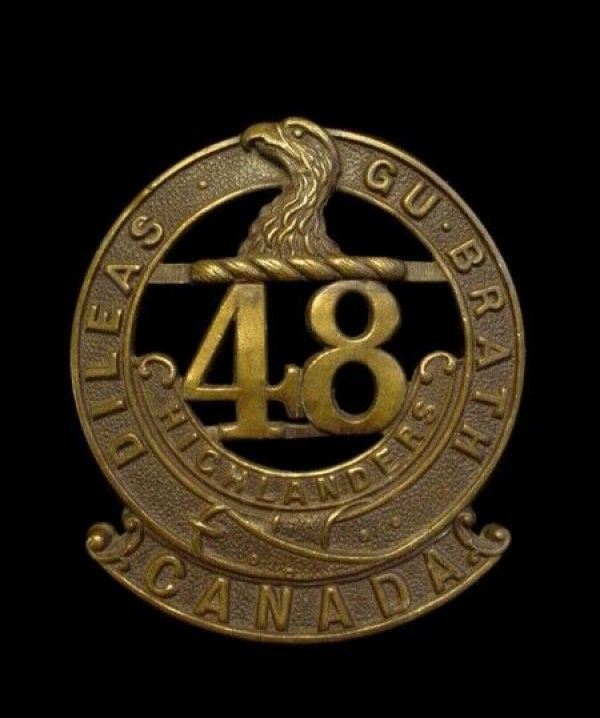 Post WWI Pre WWII Canadian 48th Highlanders Militia Cap Badge W/Canada ...
