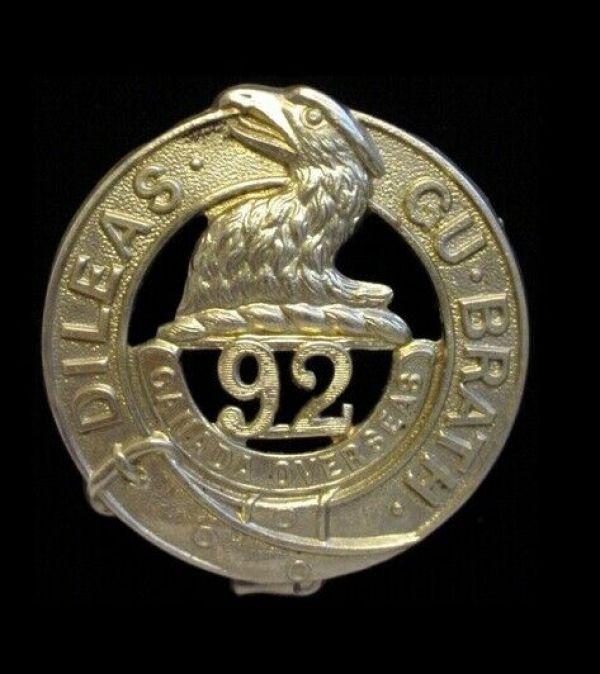 WWI Canadian 92nd Overseas Bn CEF 48th Highlanders Cap Badge British ...