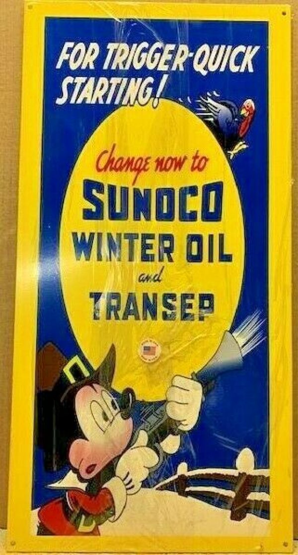 Sunoco Sign With Mickey Mouse And Gun For Trigger Quick Starting ...
