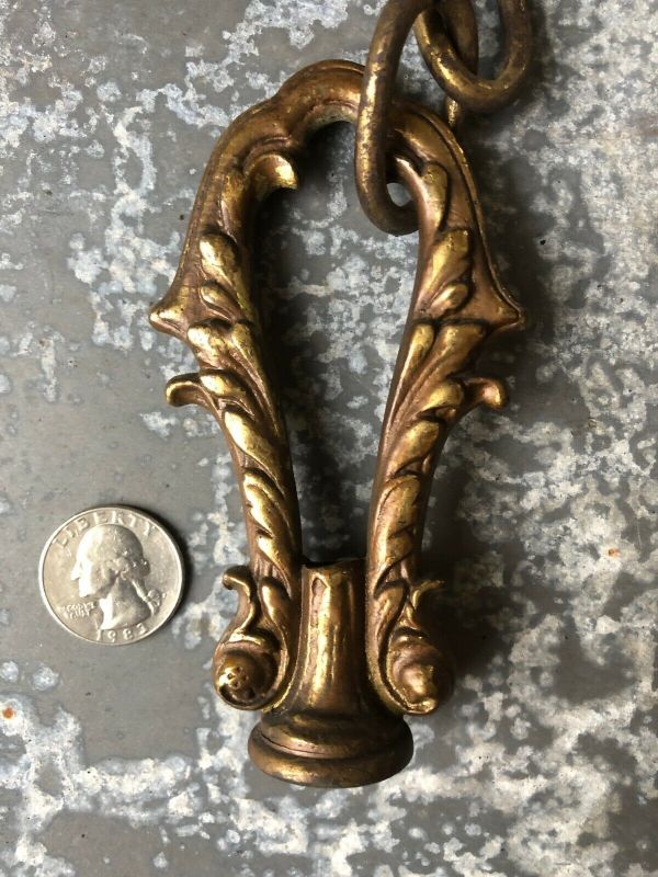 Vintage Cast Brass Lamp Finial Chandelier Pendant Lamp Hanger Chain ...