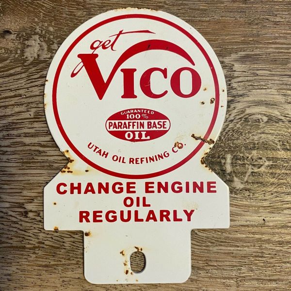 Vintage Vico Oil Metal License Plate Topper Sign Gas Cars | #53584350