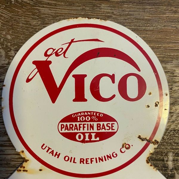 Vintage Vico Oil Metal License Plate Topper Sign Gas Cars | #53584350