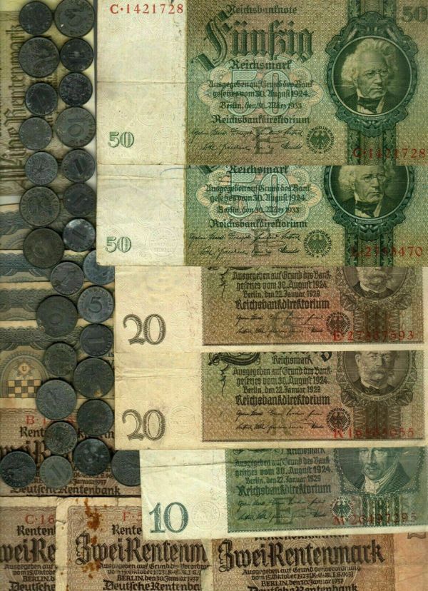 NAZI GERMANY AND AXIS PARTNERS BANKNOTE, COIN AND STAMP SET 104 | #53663446