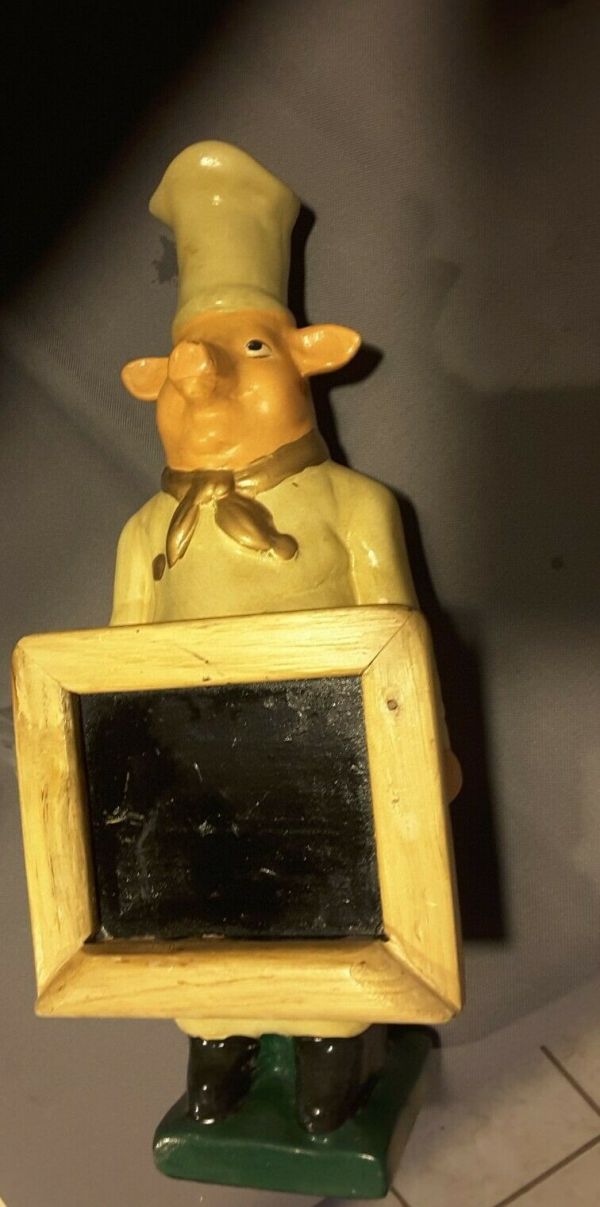 Vintage Pig Chef Statue Chalkboard Counter Restaurant BBQ Deli Country ...