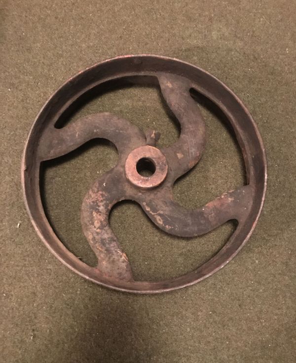 ANTIQUE CAST IRON INDUSTRIAL MACHINE AGE FLYWHEEL LAMP BASE STEAMPUNK ...