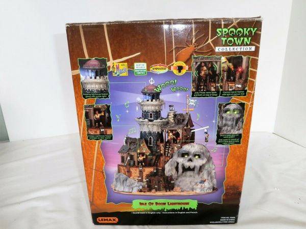 Lemax Spooky Town Isle Of Doom Lighthouse Lighted & Animated Halloween ...