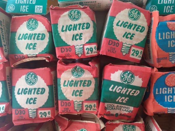 49 GE COLORED Lighted Ice Christmas Bulbs Snowball Sugarcoated In Boxes ...