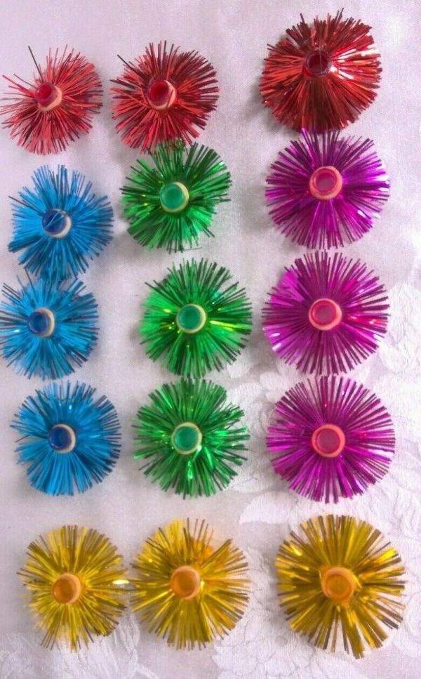 Vintage Christmas Mini Light Reflectors Tinsel/Plastic, 15 In 5 Vibrant ...