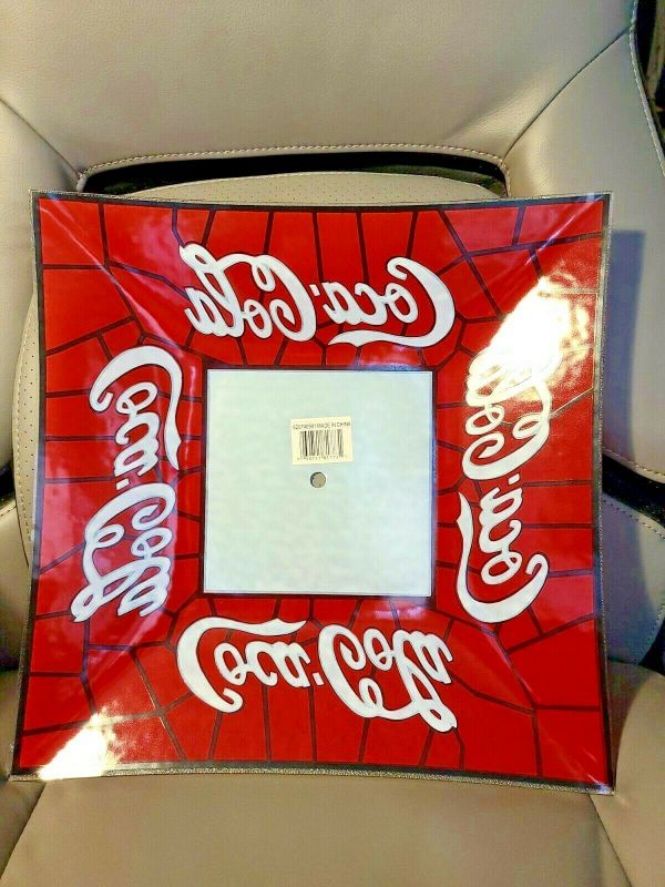 Vintage Coca Cola Stained Glass Square Light Lamp Shade 14 " | #53802463