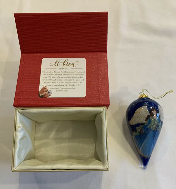 Pier 1 Imports Li Bien 2019 Tear Drop Angel Blue Hand Painted Christmas ...