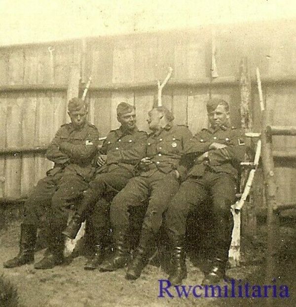 RARE Group Of German Elite Waffen Soldiers Posed Seated On Bench ...