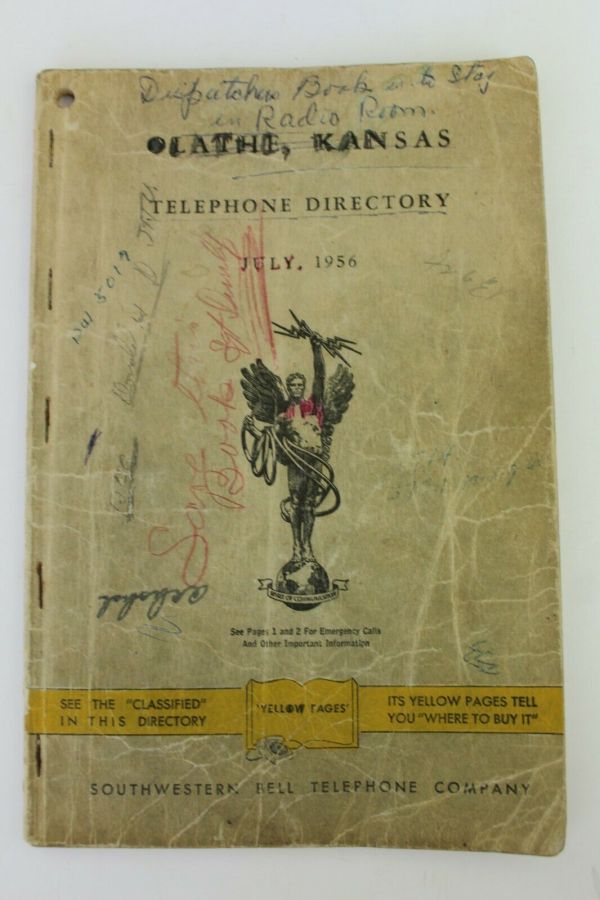 JULY 1956 OLATHE KANSAS Telephone Directory Great Ads 57 Chevy Gas 1 ...