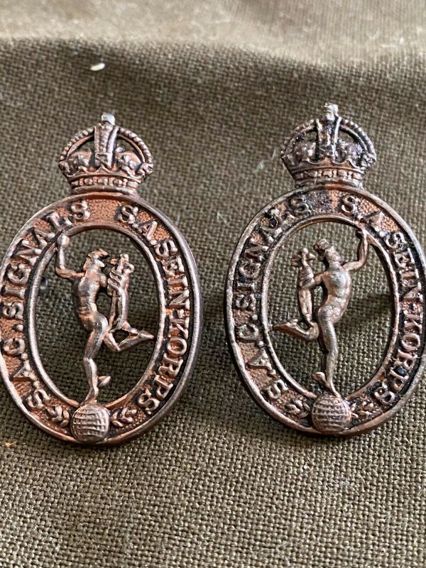 WW2 South African Army Signal Corp Collar Badges | #54012756