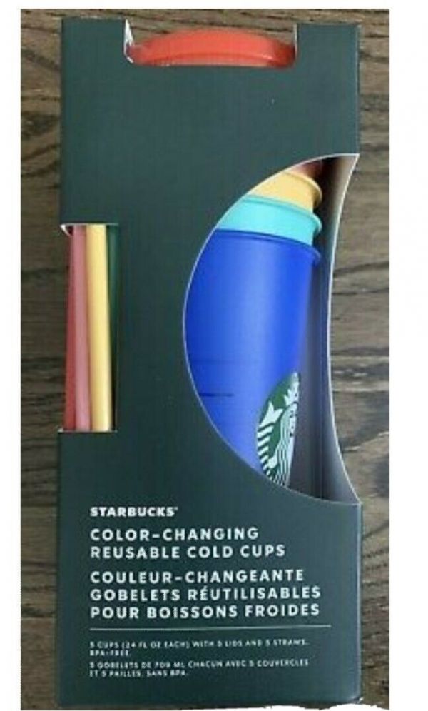 Starbucks 2020 Color - Changing Reusable Cold Cups 5 - Pack With Lids ...