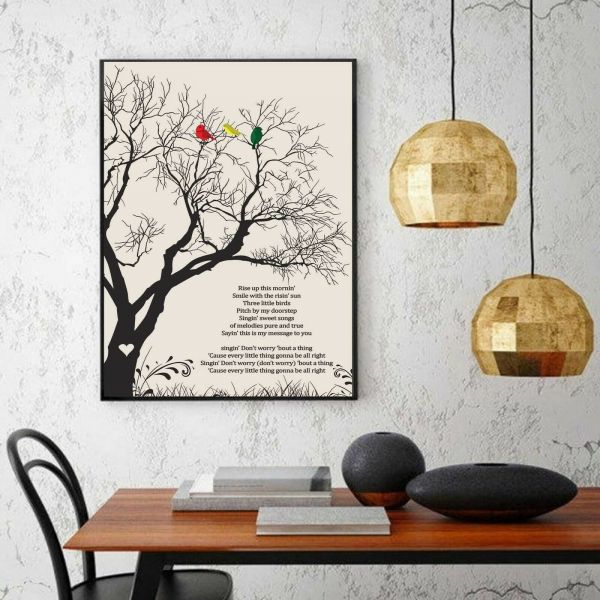 Bob Marley Three Little Birds Song Lyrics Poster, Bob Marley Song Print ...