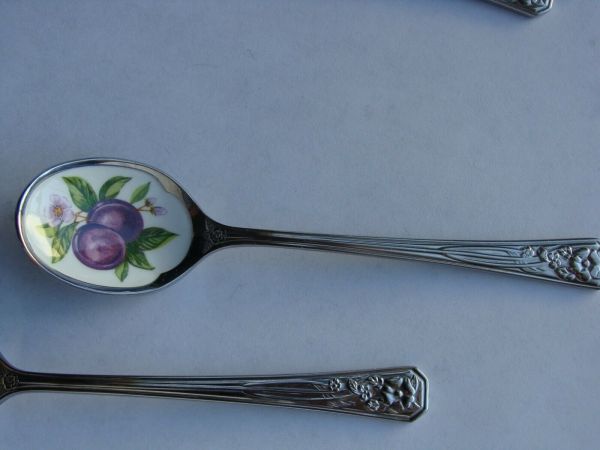 Vintage Avon Set 4 Fruit Jelly Jam Spoons Enamel Stainless Steel ...