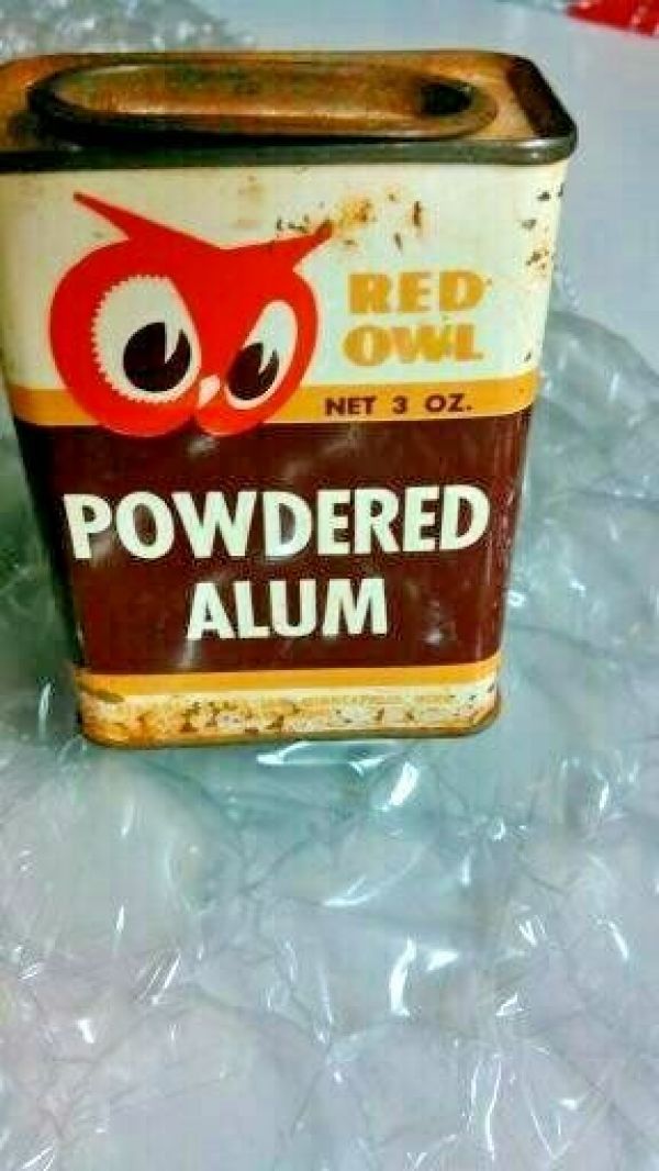 RARE VINTAGE RED OWL POWDERED ALUM SPICE TIN CAN | #54372486