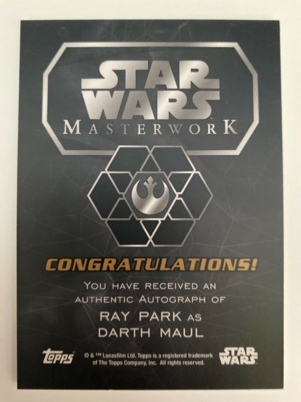 TOPPS STAR WARS MASTERWORKS Ray Park AS Darth Maul CANVAS AUTO 21/25 ...