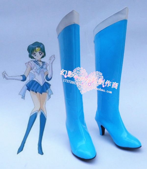 Sailor Moon Sailor Mercury Ami Light Blue Cosplay Halloween Long ...