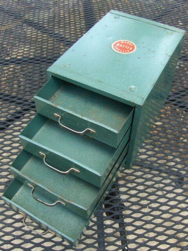Vtg Wards Master Quality Metal Organizer Small Tool Box With 4 Drawers ...