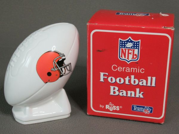 Cleveland Browns RUSS BERRIE Ceramic Team NFL Football Coin Bank W/ Box ...