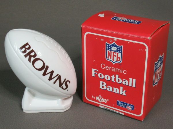 Cleveland Browns RUSS BERRIE Ceramic Team NFL Football Coin Bank W/ Box ...