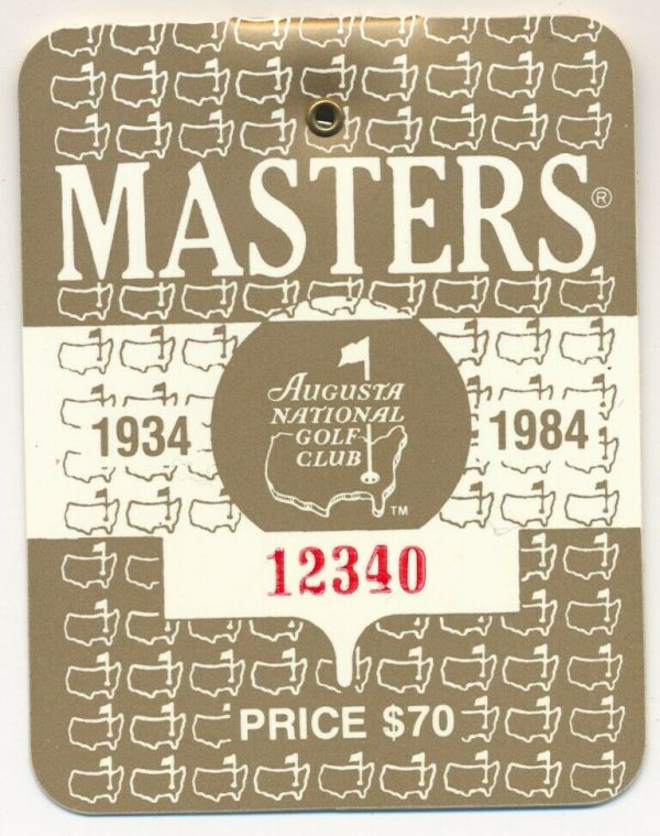 1984 Masters Badge Ticket Augusta National Golf Club Ben Crenshaw Wins ...