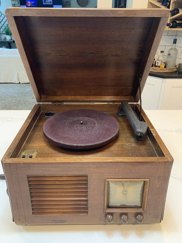 RARE 1930s VINTAGE FIRESTONE AIR CHIEF WOOD Tube RADIO Record Player S ...