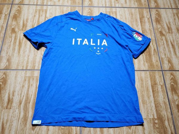 Puma Italy Italia Soccer Shirt Adult Medium Blue Cotton Futbol Crew ...
