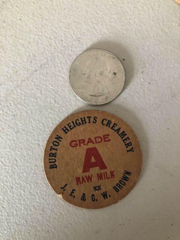 Milk Bottle Dairy Cap Burton Heights Creamery GRAND RAPIDS MICHIGAN ...
