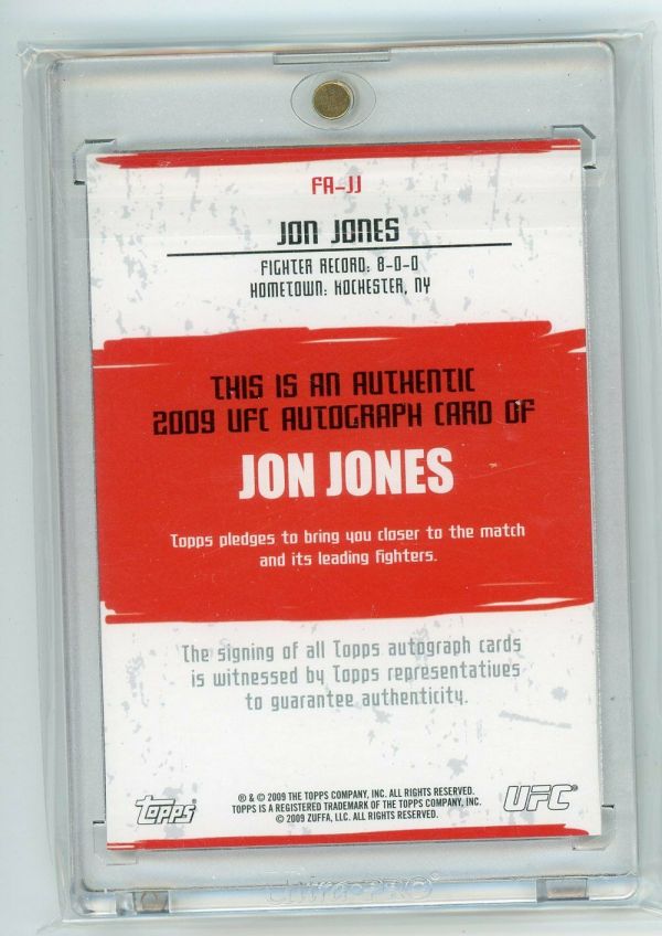 2009 TOPPS ROUND 2 JON BONES JONES RC ROOKIE 1st BOLD AUTO AUTOGRAPH ...