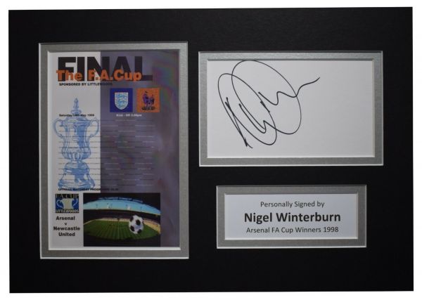 Nigel Winterburn Signed Autograph A4 Photo Mount Arsenal FA Cup Winners ...