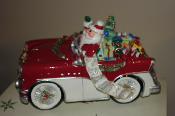 Fitz And Floyd Christmas Holiday Santa Classic Car Musical Music Box W ...