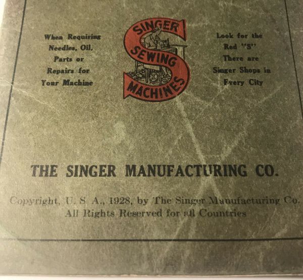 Vintage 1929 SINGER SEWING MACHINE Instruction Book For 1, 6 And 12 ...