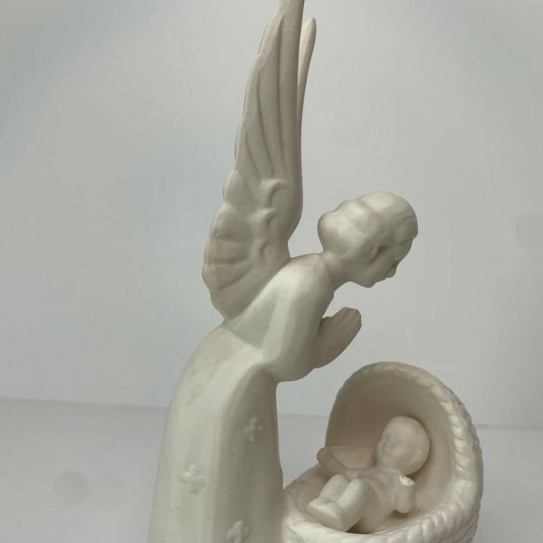 Goebel Vintage White Angel Praying Over Baby In Cradle W Germany ...