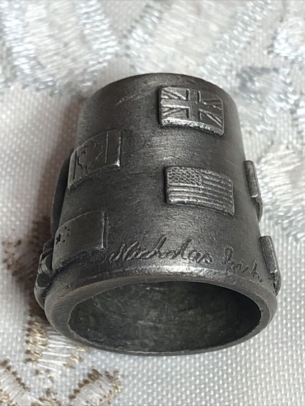 Thimble Pewter Signed Nicholas Gish Worlds Fair | #56029335