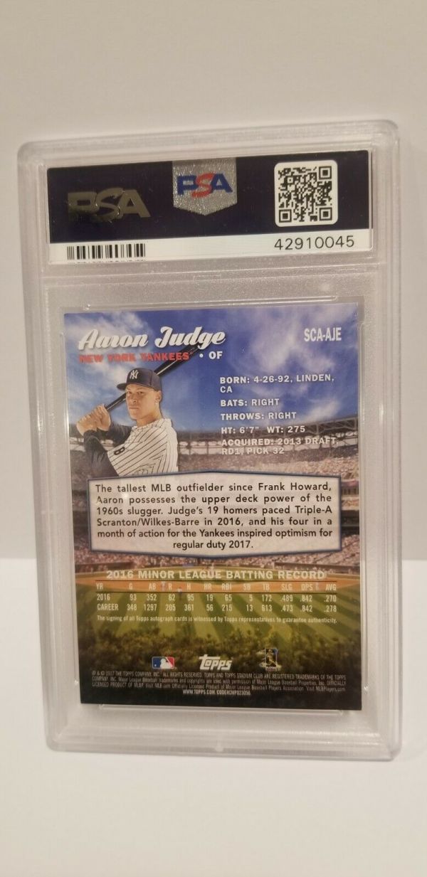 2017 Stadium Club Aaron Judge Autograph Rc PSA 10 Gem AJE | #56010694