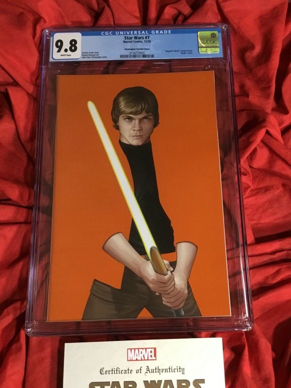 CGC 9. 8 STAR WARS 7 JTC LUKE SKYWALKER NEGATIVE VIRGIN VARIANT 2192/ ...
