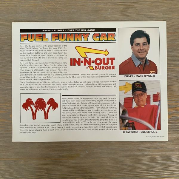 NHRA 1997 Mark Oswald Bill Schultz Handout Card Over The Hill Gang ...